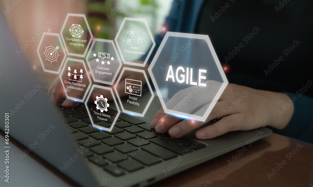 Agile project implementation concept. Development and lean management ...