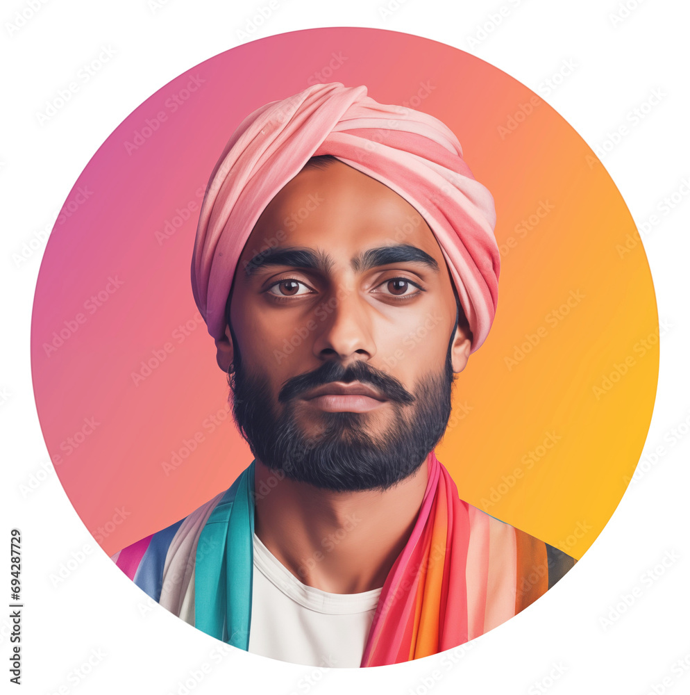 Portrait of a modern, Arab man. Full face of a young man in national ...