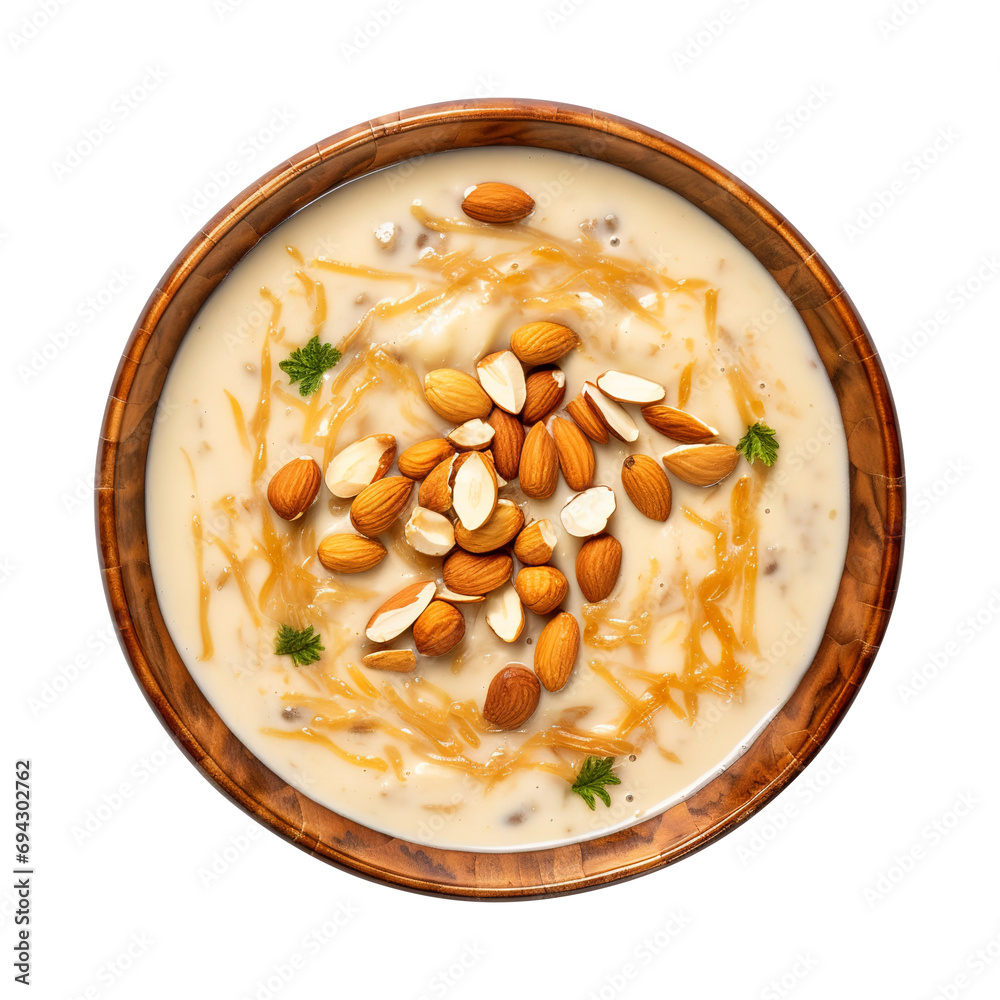 Khir or kheer Sheer Khurma Seviyan consumed isolated on transparent ...