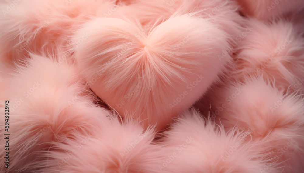 peach background of hearts in feathers, Valentine's Day greeting card ...