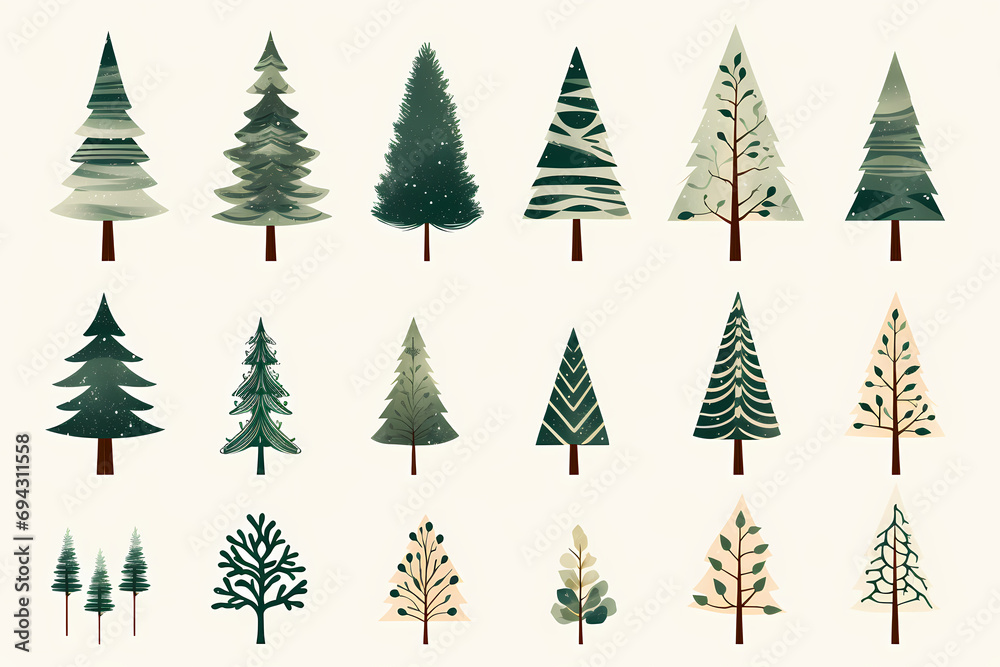 Christmas tree cut-out clipart illustrations Stock Illustration | Adobe ...