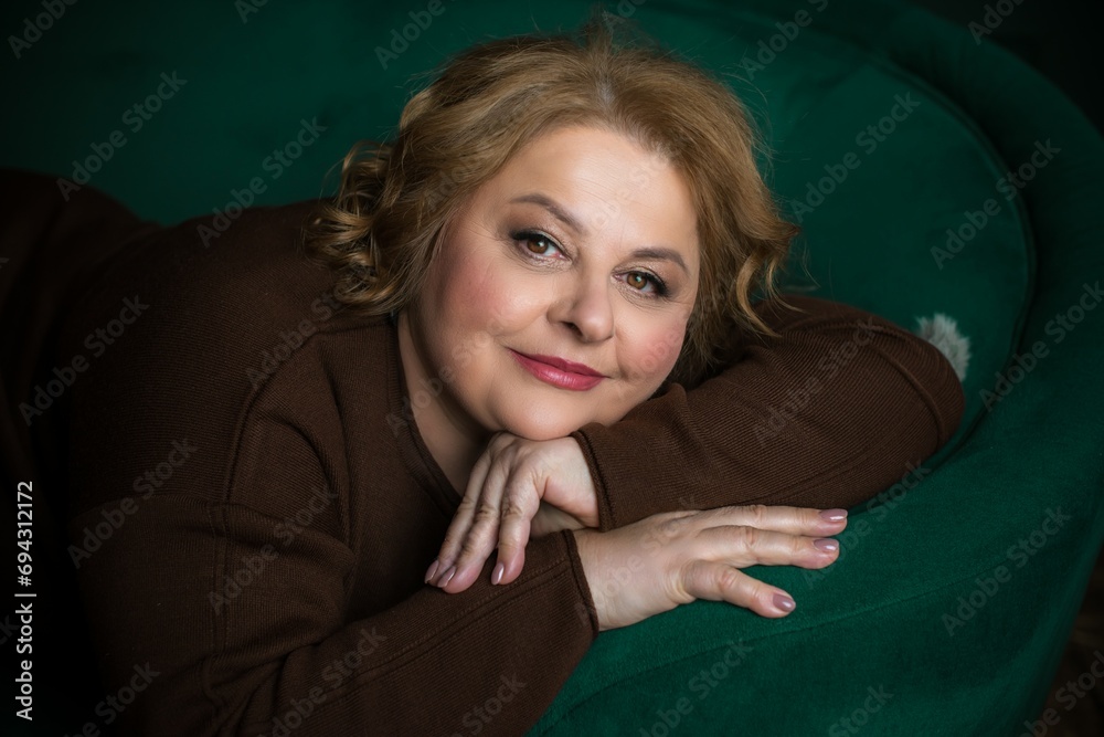 Plus size mature modern lady lifestyle. Middle age lady. Concept of new ...