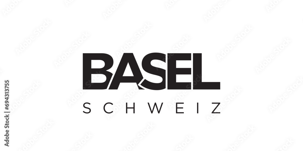 Basel in the Switzerland emblem. The design features a geometric style, vector illustration with ...