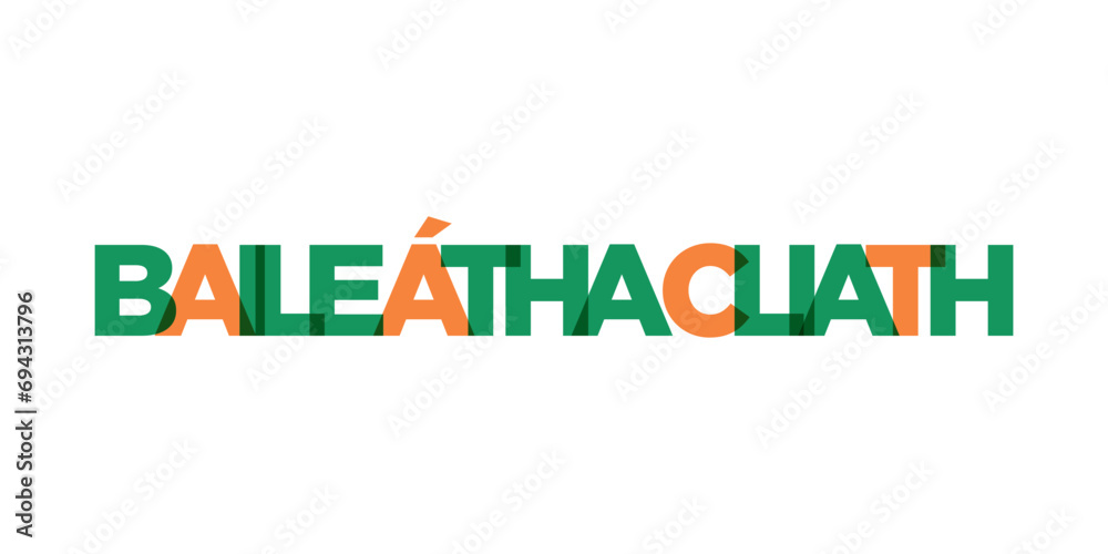 Baile Atha Cliath in the Ireland emblem. The design features a geometric style, vector ...
