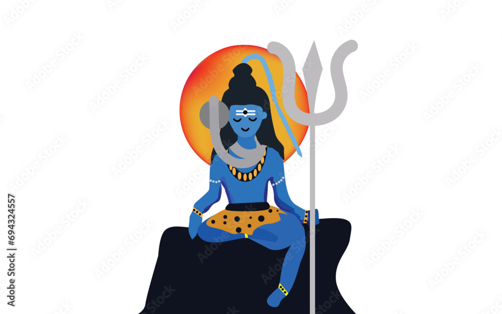 Lord Shiva of Hindu God Lord mahadev design with sun Stock Vector ...