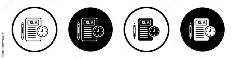 SLA icon set. Business Service Level Agreement vector symbol in black ...