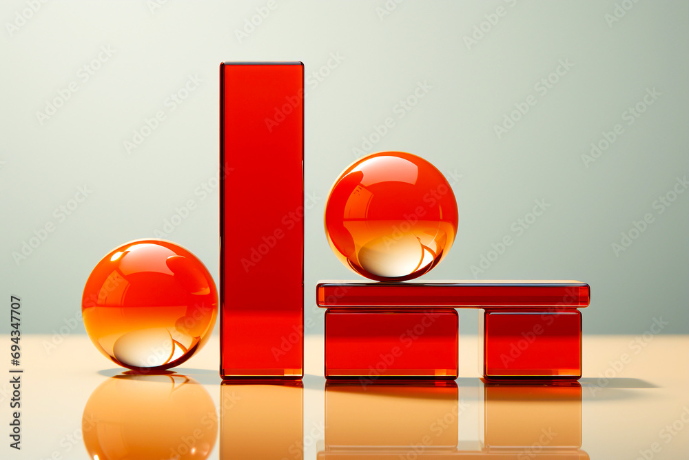 abstract surreal wallpaper with red translucent plastic or glass ...