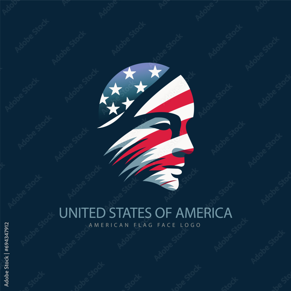 American flag face logo template design for brand or company and others ...