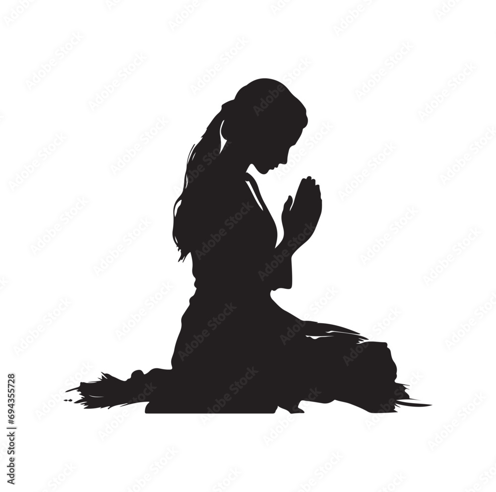 Praying silhouette vector illustration. Stock Vector | Adobe Stock