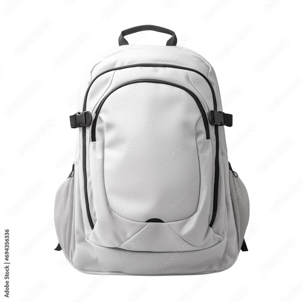 Front View White Backpack Mockup isolated on transparent background PNG ...