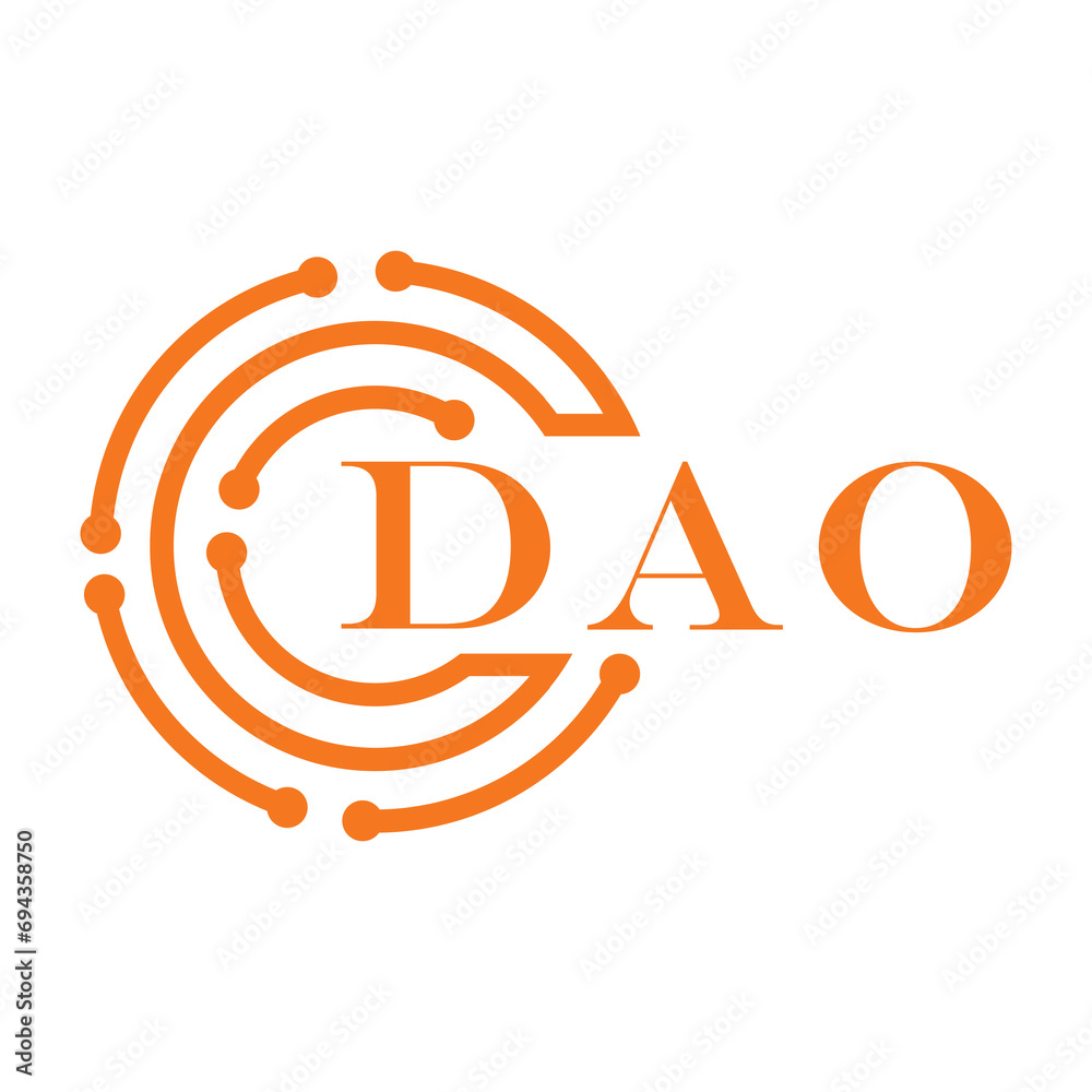DAO letter design. DAO letter technology logo design on white ...