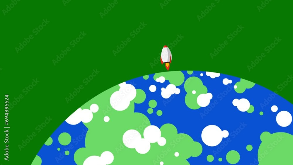 2d animation cartoon rocket launch, take off, crash, / space / concept ...