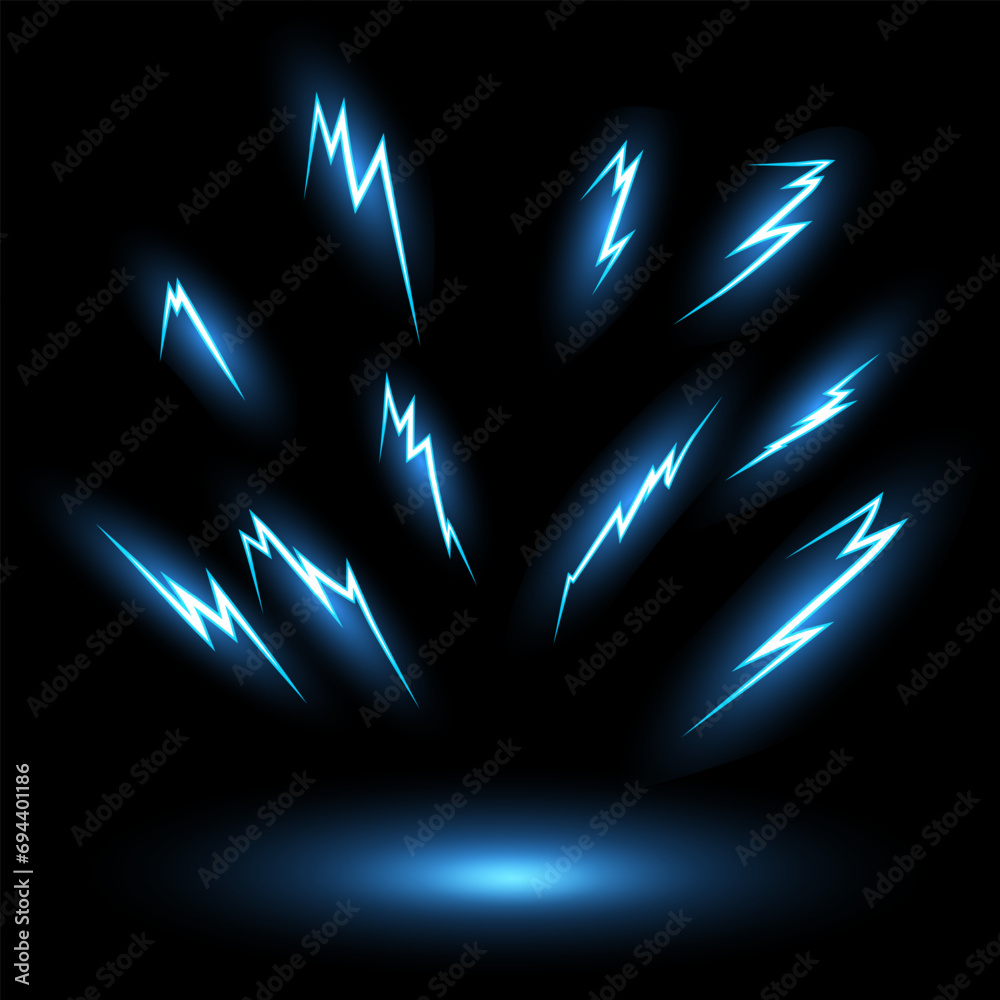 Cartoon lightning animation.Blue glowing storm lightning. Stock Vector ...