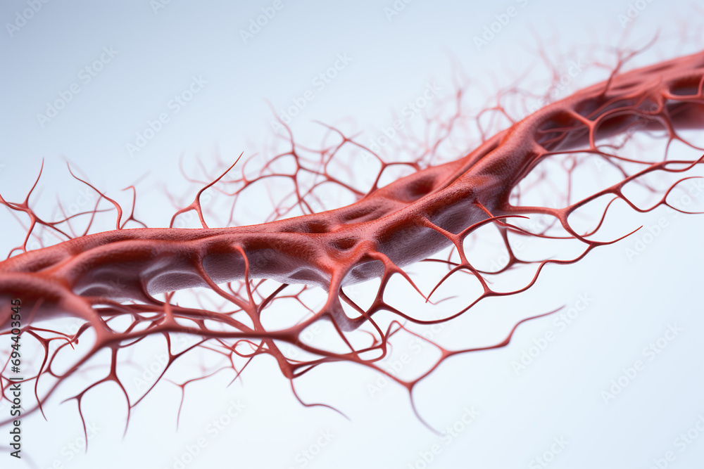 A contract injected into the blood vessels that shows the distribution ...