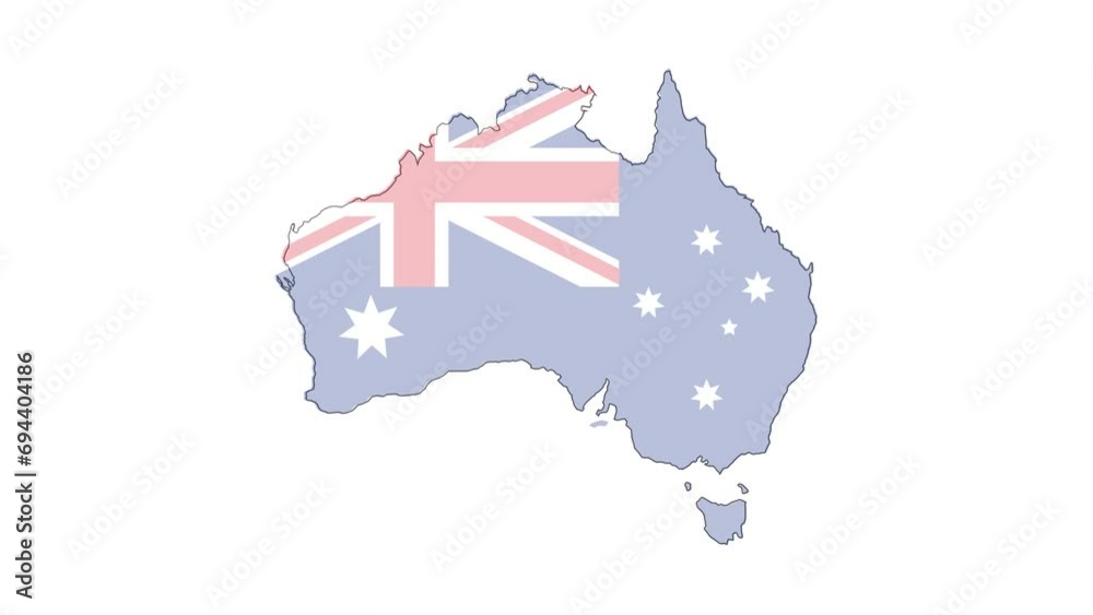 Australian map with Australian flag background, animated Australian map ...