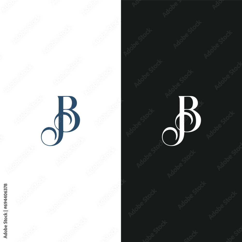 JB J B letter logo design. Initial letter JB linked circle uppercase monogram logo white color ...