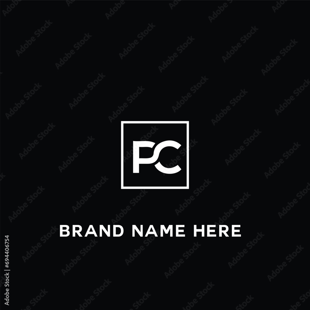 PC P C letter logo design. Initial letter PC linked circle uppercase ...