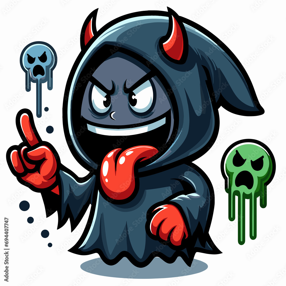 evil hooded cartoon character clip art vector illustration with simple ...