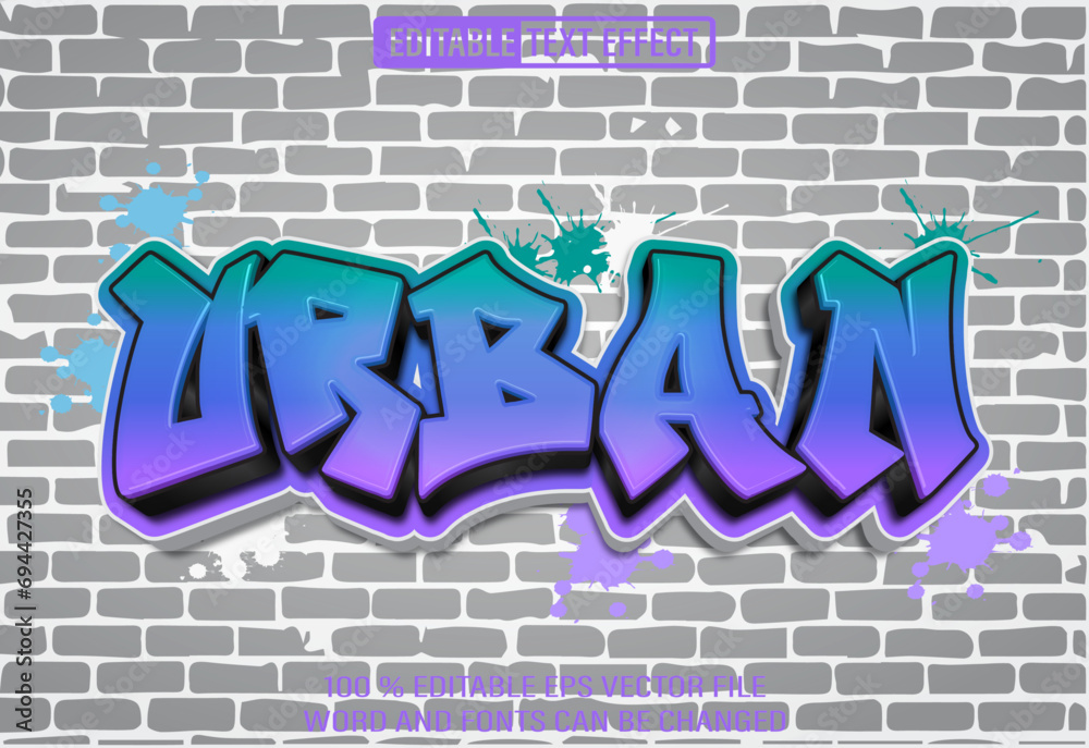 Editable 3d text style effect - Urban Graffiti text effect Template ...