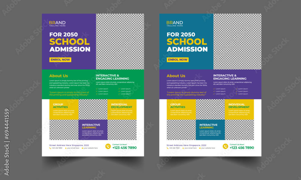 A bundle of 2 templates of a4 flyer layout design, back to school ...