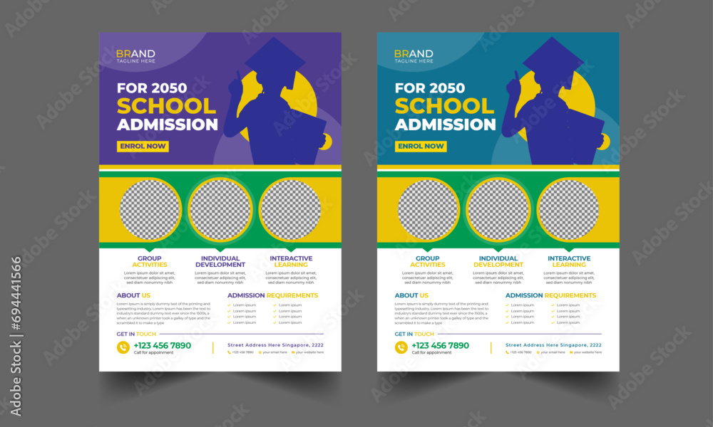A bundle of 2 templates of a4 flyer layout design, back to school ...