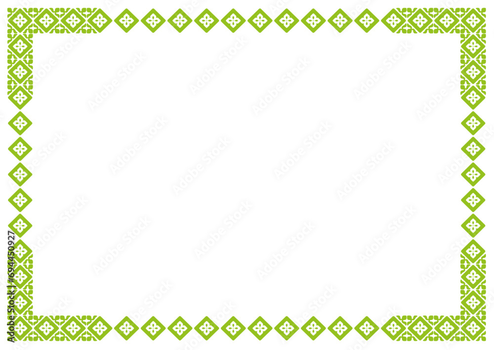Green Border frame vector label. Simple line corner pattern. Border ...