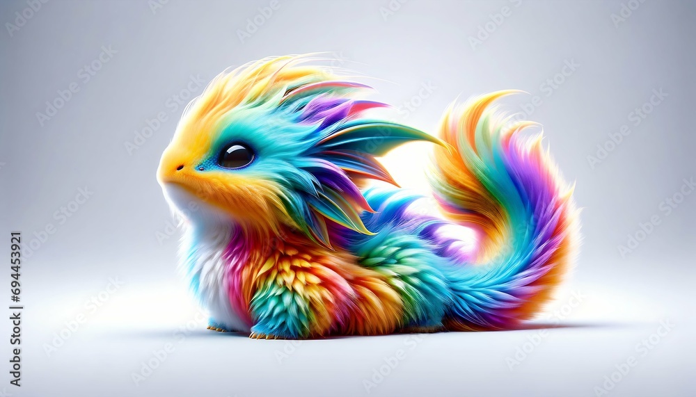 Cute rainbow little dragon. Cartoon character fluffy dragon. Fantasy ...