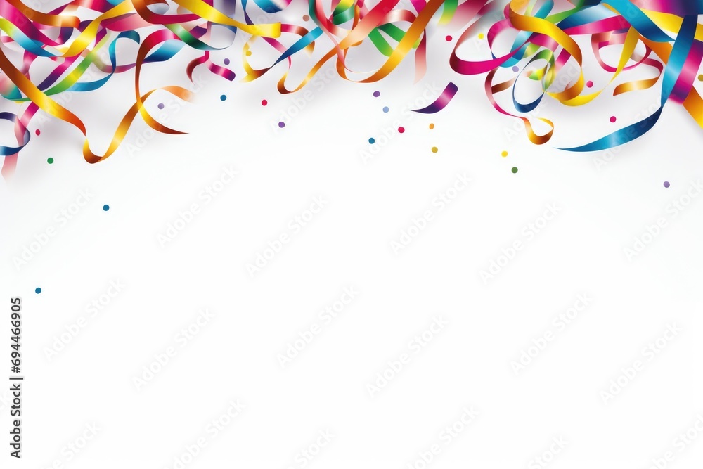 Colorful streamers and confetti on a white background. Perfect for ...