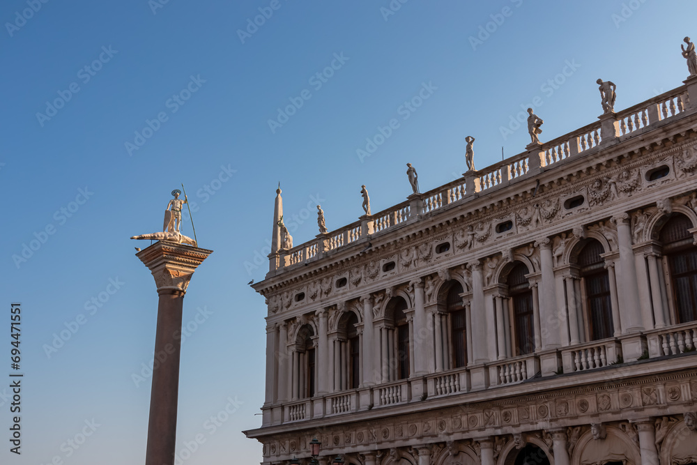 Scenic view of Statue of Saint Teodoro of Amaseat in Venice, Veneto ...