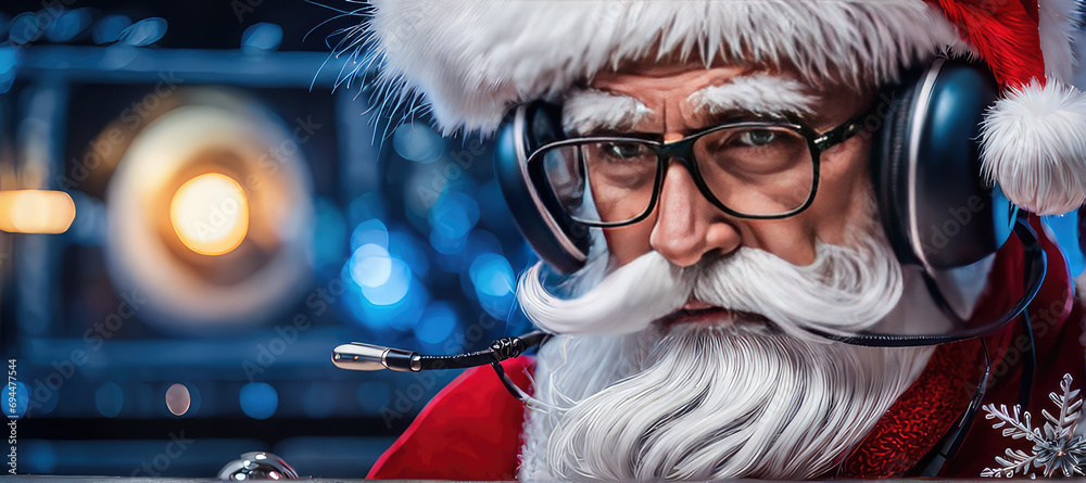 Santa Claus hacking the air route for clearing the route for him to fly ...