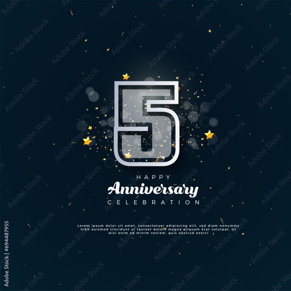 Fifth, 5th Anniversary celebration, 5 Anniversary celebration in black ...