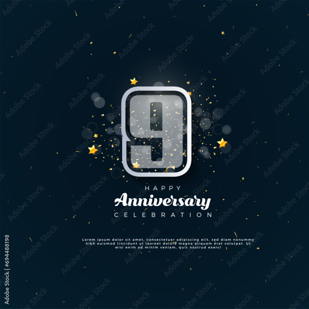 Ninth, 9th Anniversary celebration, 9 Anniversary celebration in black ...