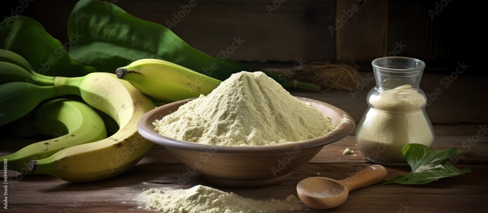 Gluten-free vegetable flour made from green bananas, showcased on a ...
