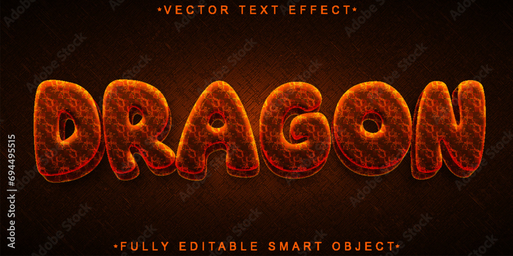 Dragon Skin Vector Fully Editable Smart Object Text Effect Stock Vector ...