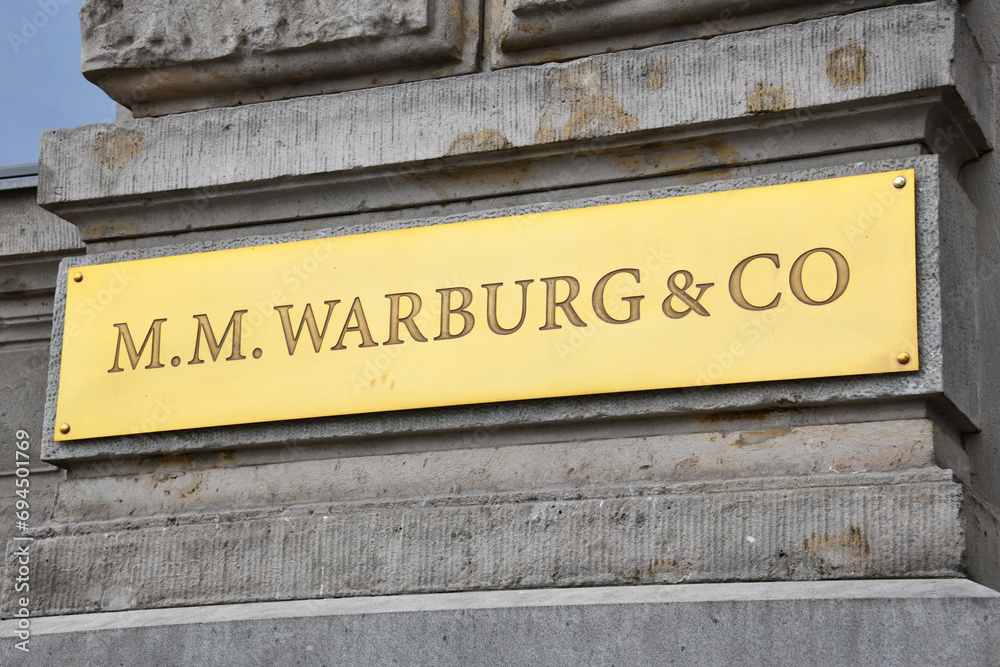 Berlin, Germany - June 6, 2023: Logo of M.M. Warburg & CO in Berlin, Germany - Warburg is a ...