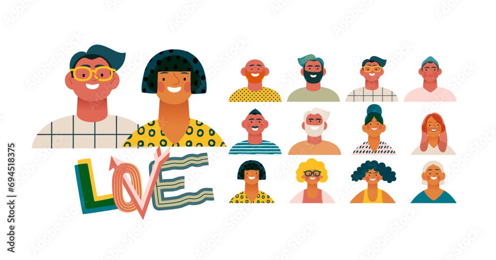 Valentine: Spectrum of Love - modern flat vector concept illustration ...