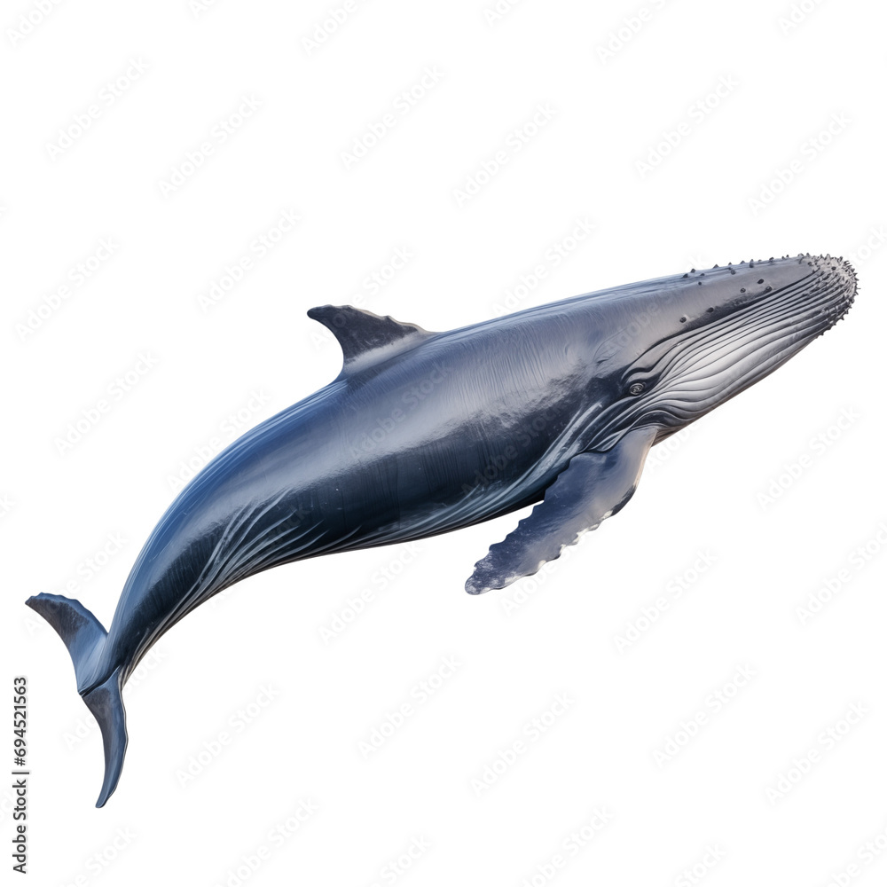 Large humpback whale on a transparent background. Image of a huge blue ...