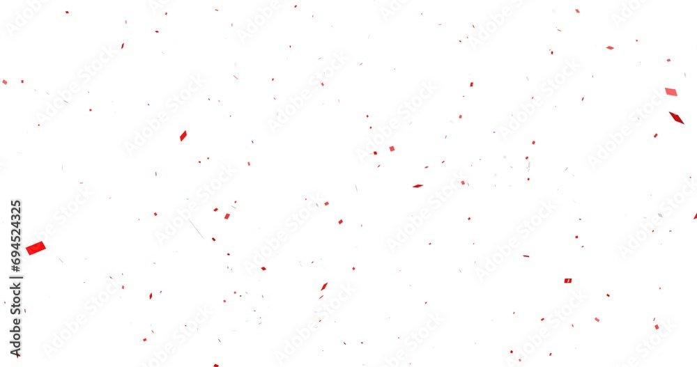 Red and white confetti (sprayed from the center) background with ...