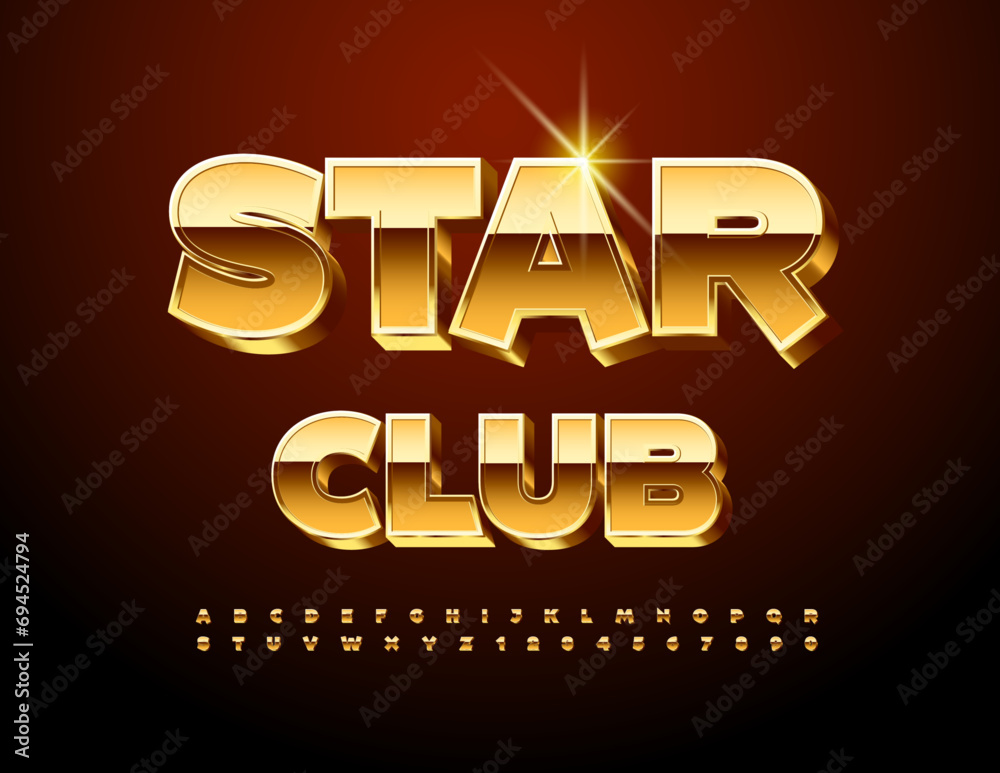 Vetor de Vector elite emblem Star Club. 3D Gold Alphabet Letters and ...