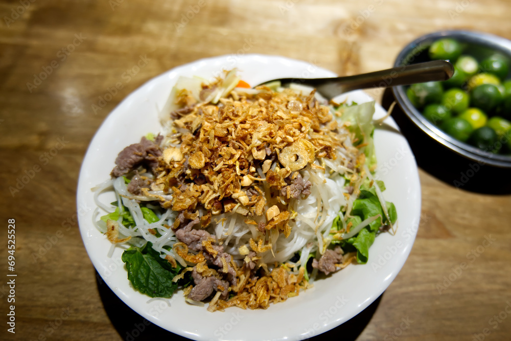 Bum Bo Nam Bo, a traditional Vietnamese noodle dish at street food ...