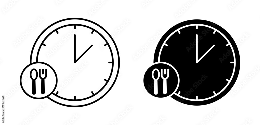 Lunchtime vector icon set. Lunch break vector illustration. Noon time ...