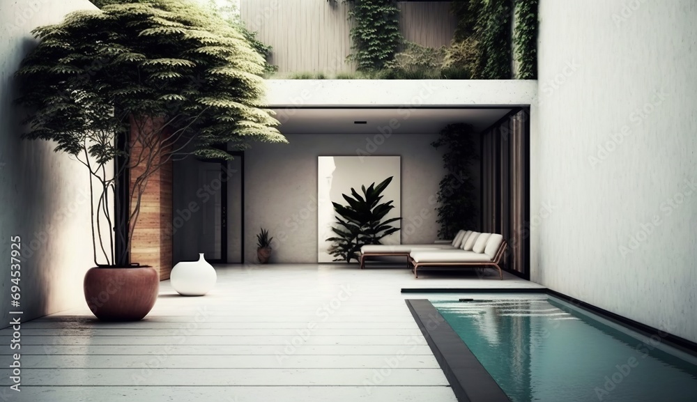 beautiful, modern back garden with a pool for your comfort, in a ...