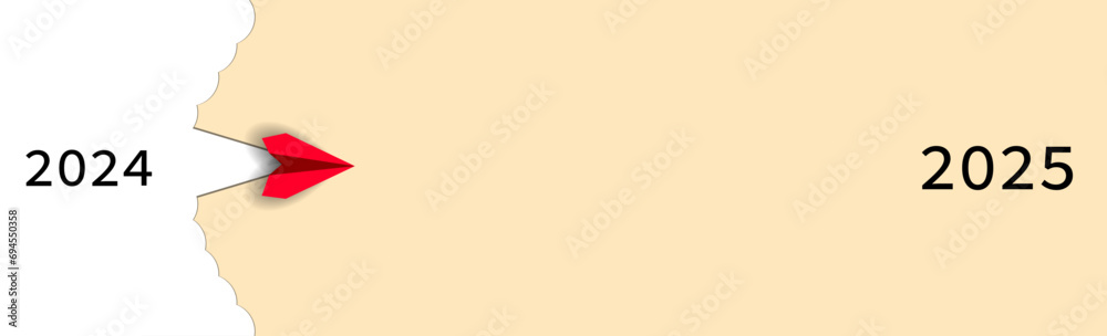 Red plane flying to 2025. Red plane heading towards goal, plan, action ...