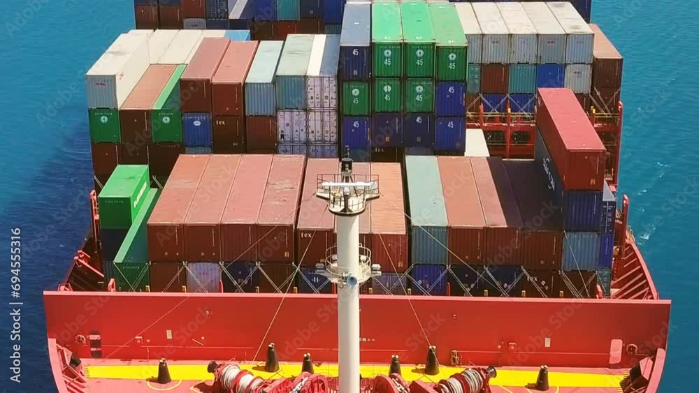 1 minute, full length footage of 300x48 meters long and width container ...