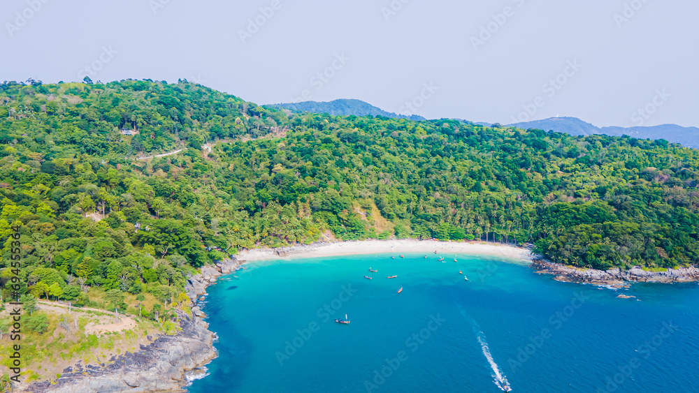 Paradise beach Phuket Patong. aerial top view amazing freedom beach ...