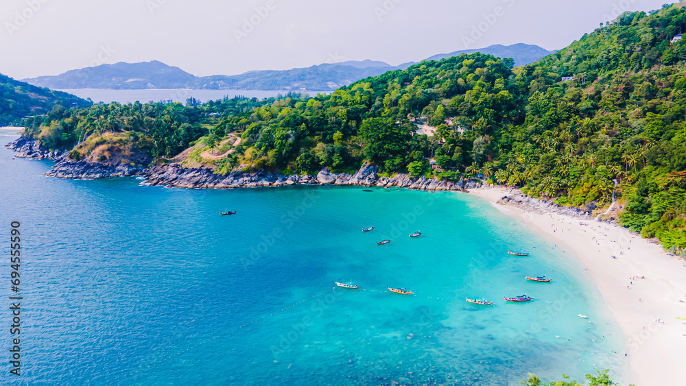 Paradise beach Phuket Patong. aerial top view amazing freedom beach ...