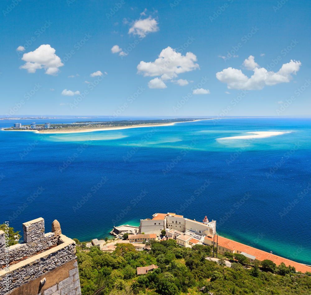 Summer sea coast landscape. View from Nature Park of Arrabida in ...