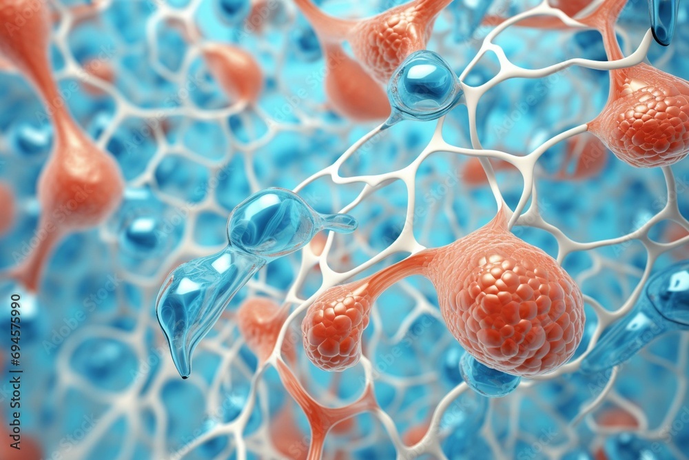 3D cells on research background, perfect for depicting skin, epithelium ...