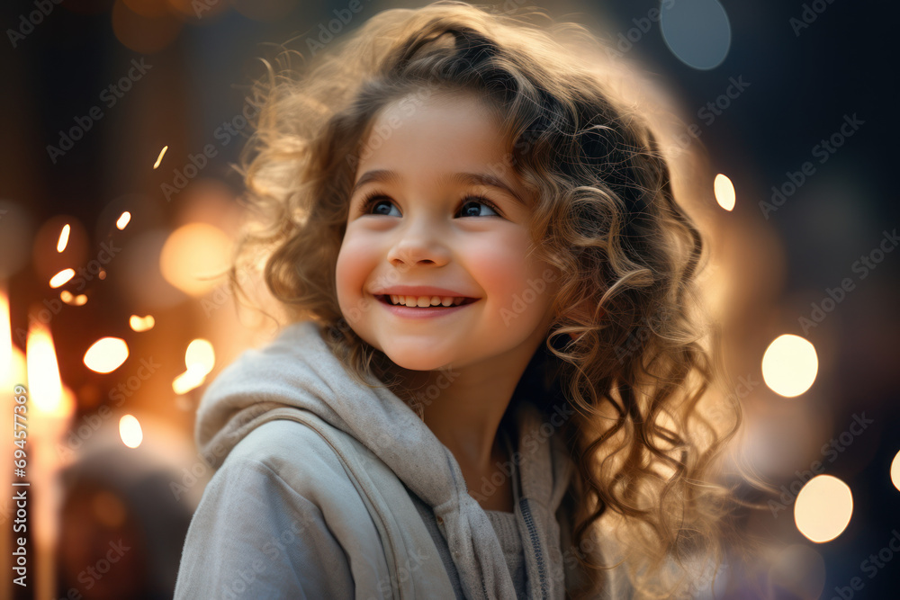 The child's face lights up with gratitude and appreciation, expressing ...