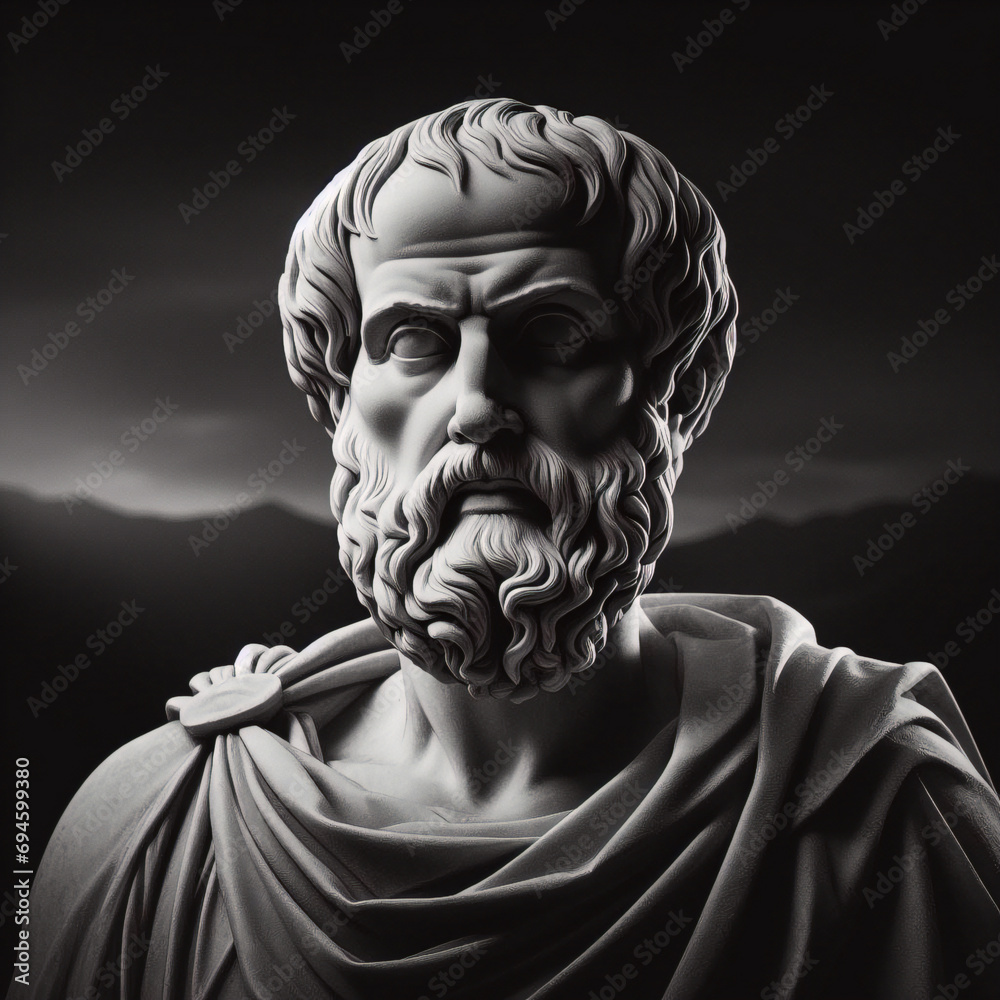 3D rendered illustration of the sculpture of Aristotle. The Greek ...